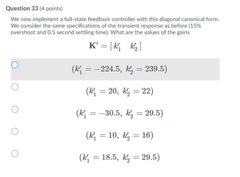 Solved Full State Feedback Controller 40 Points We