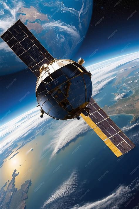 Premium Photo A Geostationary Satellite Hovers Above The Earth