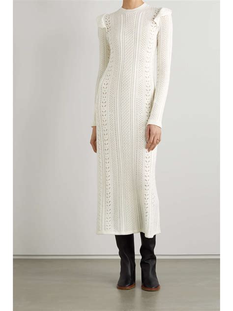 ChloÉ Ruffled Pointelle Knit Wool And Cashmere Blend Maxi Dress Net A