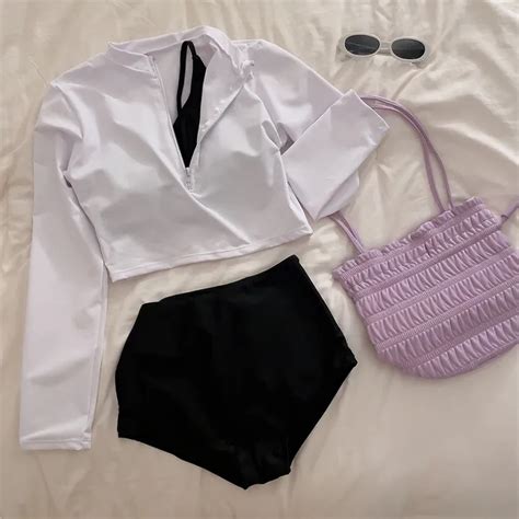 일부당일발송 M XL 돌체르 래쉬가드 긴팔 비키니 세트 커버업 수영복 바캉스 호캉스 빅사이즈 에이블리 스토어