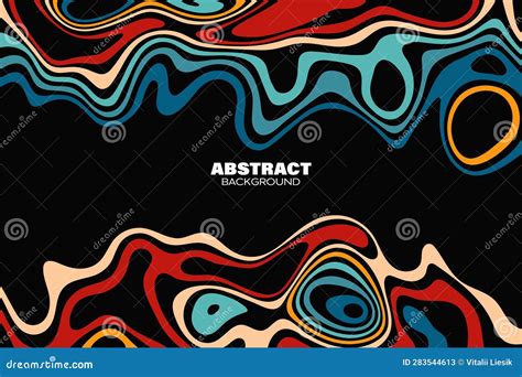 Abstract Fluid Creative Templates With Dynamic Linear Waves On Black Background Stock Vector