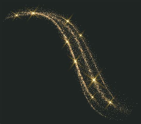Golden Sparkles Flowing In Wave With Isolated Background Vector