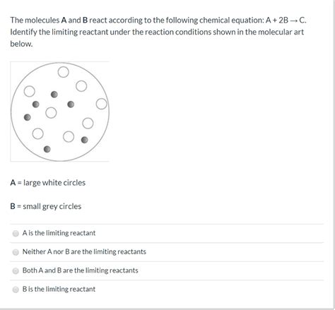 Solved The Molecules A And B React According To The Chegg Com