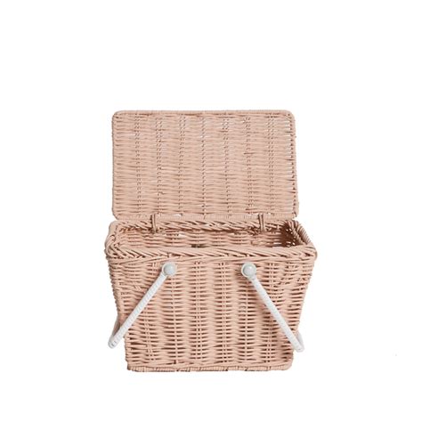 Olli Ella Piki Rattan Basket Pale Pink Smallable