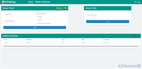 Sistem Aplikasi Parkir Berbasis Web PHP StokCoding