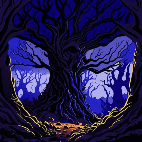 Premium Vector Spooky Tree Ilustration For Haloween