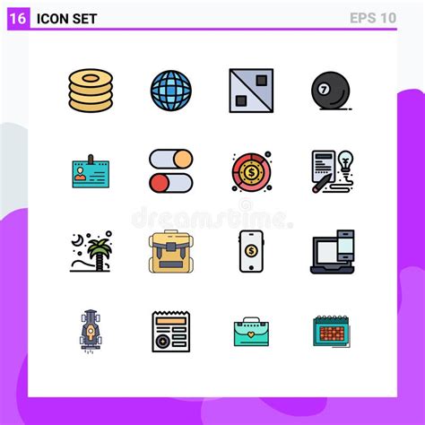 16 Universal Flat Color Filled Lines Set For Web And Mobile Applications Contacts Cards Design