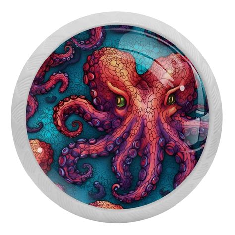 Octopus Pattern 4pcs Cabinet Knobs Pulls Fluorescent Drawer Handle