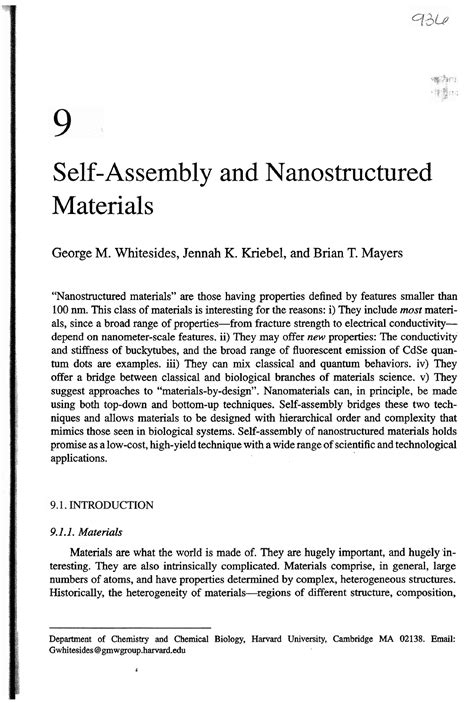 Self Assembly And Nanostructured Materials Self Assembly And Nanostructured Materials George M