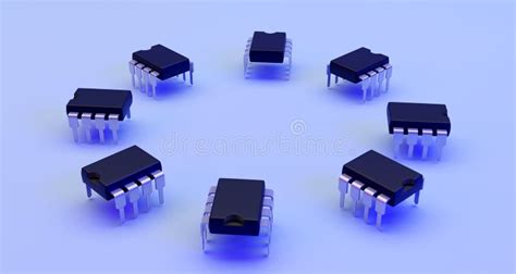 Many Integrated Circuit Chips Or IC On White Background D Illustration Stock Illustration