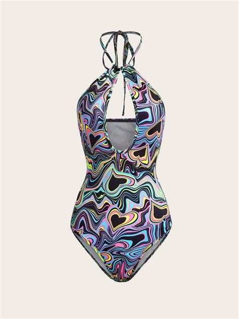 Printed Halter Neck Backless Bodysuit Comfy Jumpsuits
