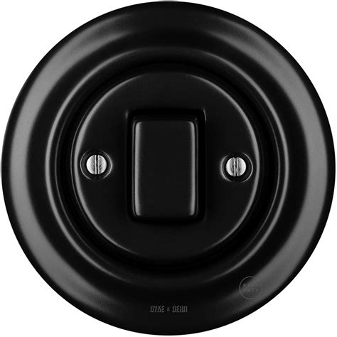 Porcelain Wall Light Switch Matt Black Fat Button Dyke And Dean