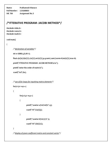 Gauss Siedel C Program Pdf Numerical Analysis Algorithms