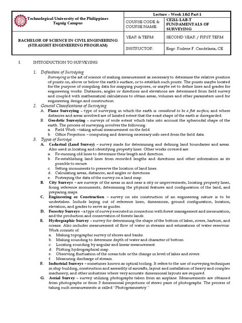 Fundamentals Of Surveying Lecture No1 Part 1 Pdf Surveying