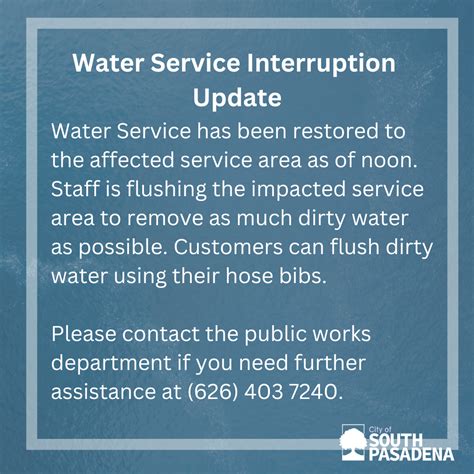 Water Service Has Been Restored City Hall Scoop
