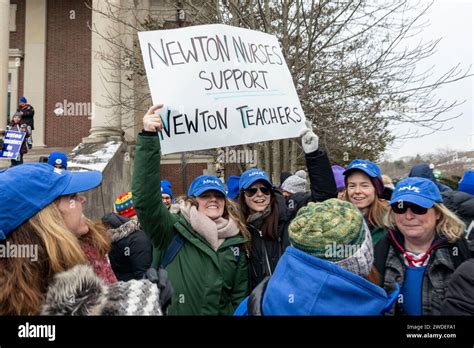 Jan 19 2024 Newton Ma Newton Teachers Rallied At Newton City Hall