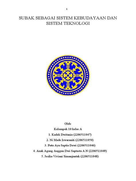 Sistem Irigasi Subak Sebagai Sistem Kebudayaan Dan Teknologi Pdf