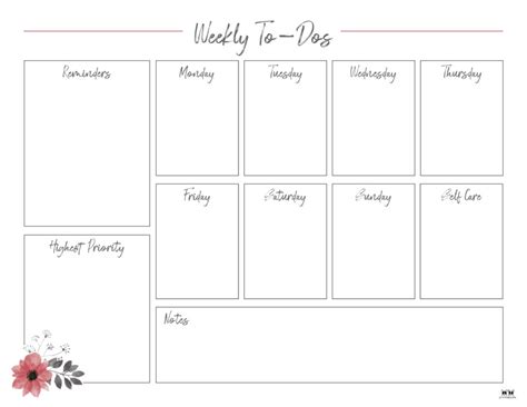 Weekly To Do List Printables 15 Free Lists PrintaBulk