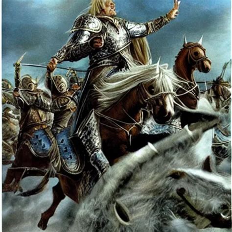 The Rohirrim Riding Into Battle On Cats At Minas Tirith Stable
