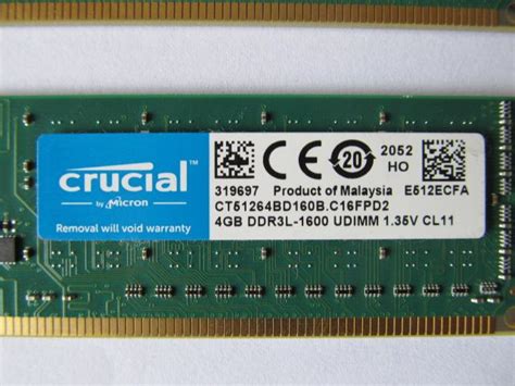 Ddr3 Crucial 2x4gb Ddr3l 1600 Cl11 Udimm 135v Ct51264bd160b