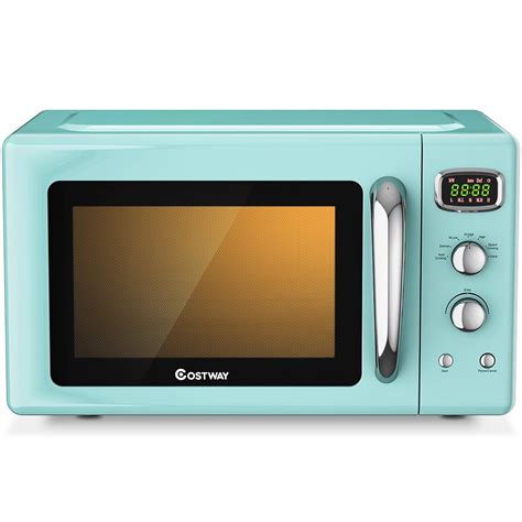 Costway Microwave Oven 09cuft Retro Compact 900w Green