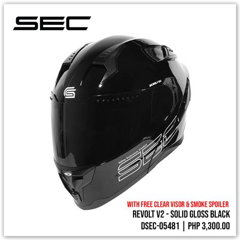 Revolt V2 Solid Gloss Black Sec Motosupply