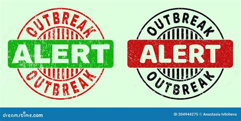 Outbreak Alert Rounded Bicolor Watermarks Unclean Texture Stock
