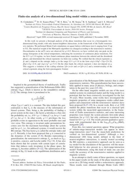Finite Size Analysis Of A Two Dimensional Ising Model Within A