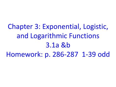 Chapter 3 Exponential Logistic And Logarithmic Functions 3 Ppt