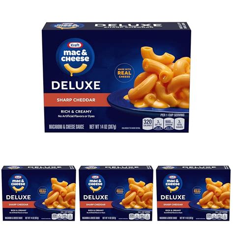 Kraft Deluxe Sharp Cheddar Macaroni And Cheese Dinner 14 Oz Box Pack