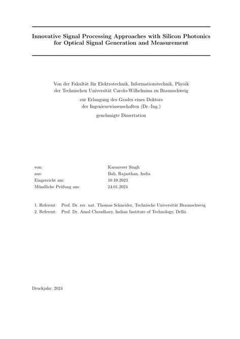 Pdf Innovative Signal Processing Approaches With Silicon Photonics