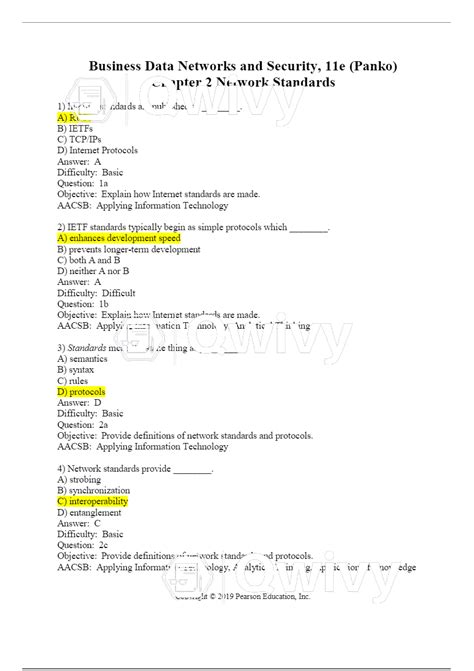 Network Standards Business Data Networks And Security 11e Panko