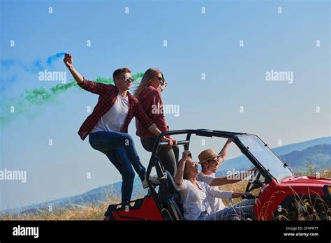Colorful Torches While Driving A Off Road Buggy Car Stock Photo Alamy