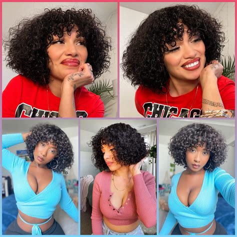 Luvme Hair 10 Short Curly Bob Wig With Bangs Human Hair Water Wave