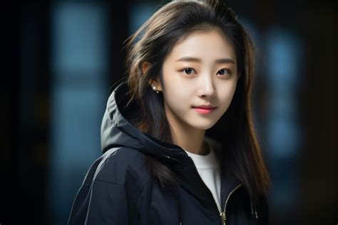 Premium Ai Image A Woman With Long Hair Wearing A Black Jacket