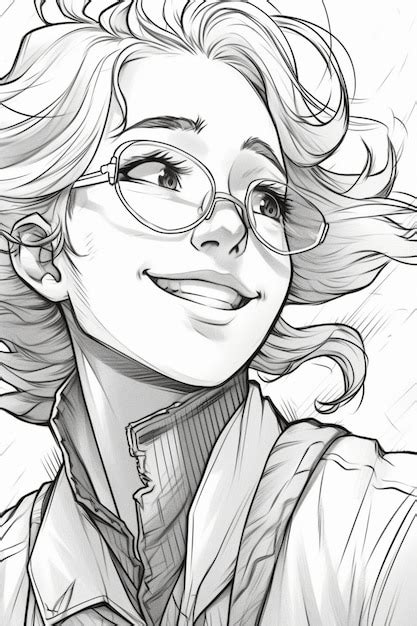 Premium Ai Image A Sketch Of A Girl With Glasses