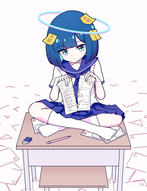 Safebooru 1girl Aqua Eyes Blue Eyes Blue Sailor Collar Blue Skirt