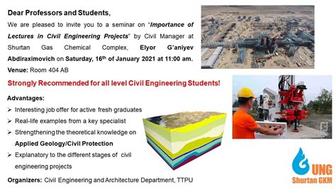 A Seminar On Importance Of Lectures In Civil Engineering Projects” Is To Be Hold Turin