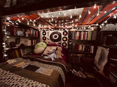 Cute Bunk Bed String Lights Books Aesthetic