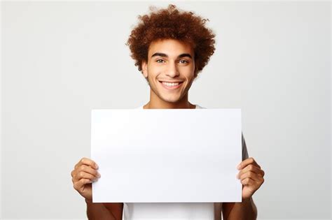 Premium AI Image Tech Nerd Holding A Blank Generative AI