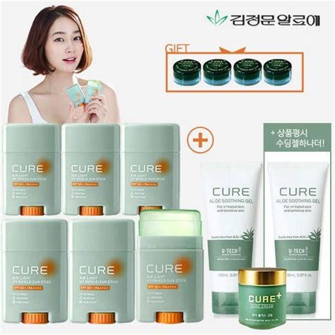 김정문알로에 로에 큐어 에어라이트 선스틱 대용량3개＋중용량3개＋알로에수딩젤 150ml＋큐어플러스크림35g×4개