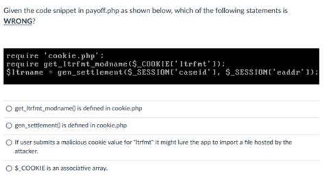 Solved Given The Code Snippet In Payoff Php As Shown Below Chegg