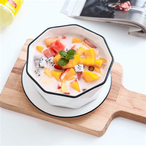 陶瓷商用港式甜品碗四方碗糖水碗芋圆碗双皮奶碗麦片碗定制logo虎窝淘