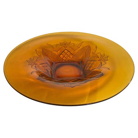 Art Deco Glass Dish Vide Poche With Glass Rond Pattern France Circa