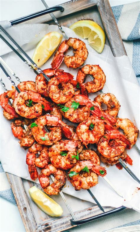 Zaatar Grilled Shrimp Skewers With Marinated Vegetable Medley