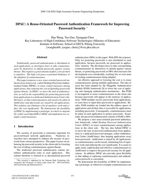 Pdf Dpac A Reuse Oriented Password Authentication Framework For Improving Password Security
