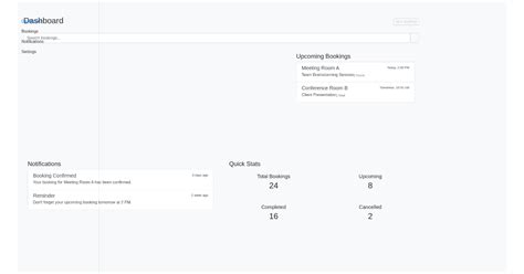 Dashboard Booking Component Free Html Bootstrap Component
