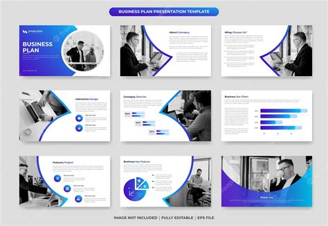사업 계획 또는 제안 Powerpoint 프레젠테이션 템플릿 디자인 및 연례 보고서 프리미엄 벡터