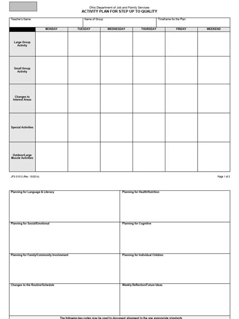Work Activity Plan For Step
