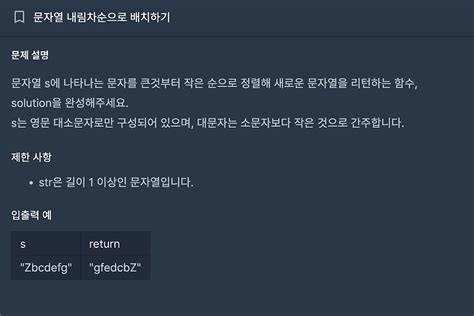 Programmers Lv1 문자열 내림차순으로 배치하기 Javascript
